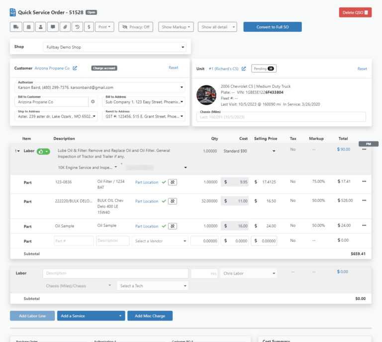 Quick Draw: The Fullbay Quick Service Order | Fullbay